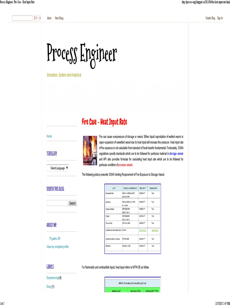 Fire Case - Heat Input Rate | PDF | Heat | Gases