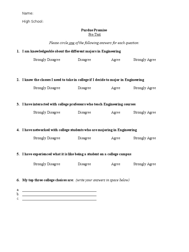 Purdue Promise Engineering Survey Results | PDF