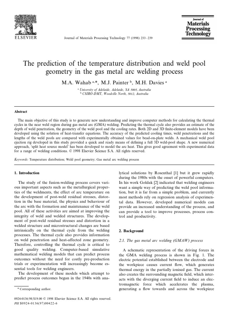 The Prediction of The Temperature Distribution and Weld Pool Geometry in The Gas Metal Arc ...
