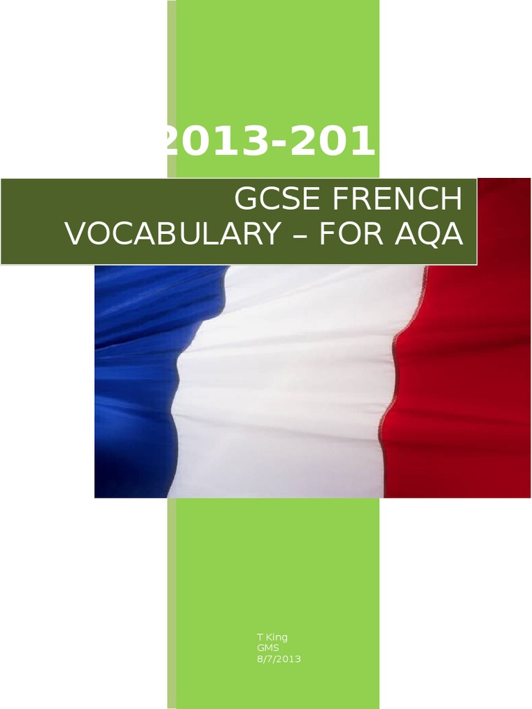GCSE French Vocabulary Guide | PDF | Foods | Further Education