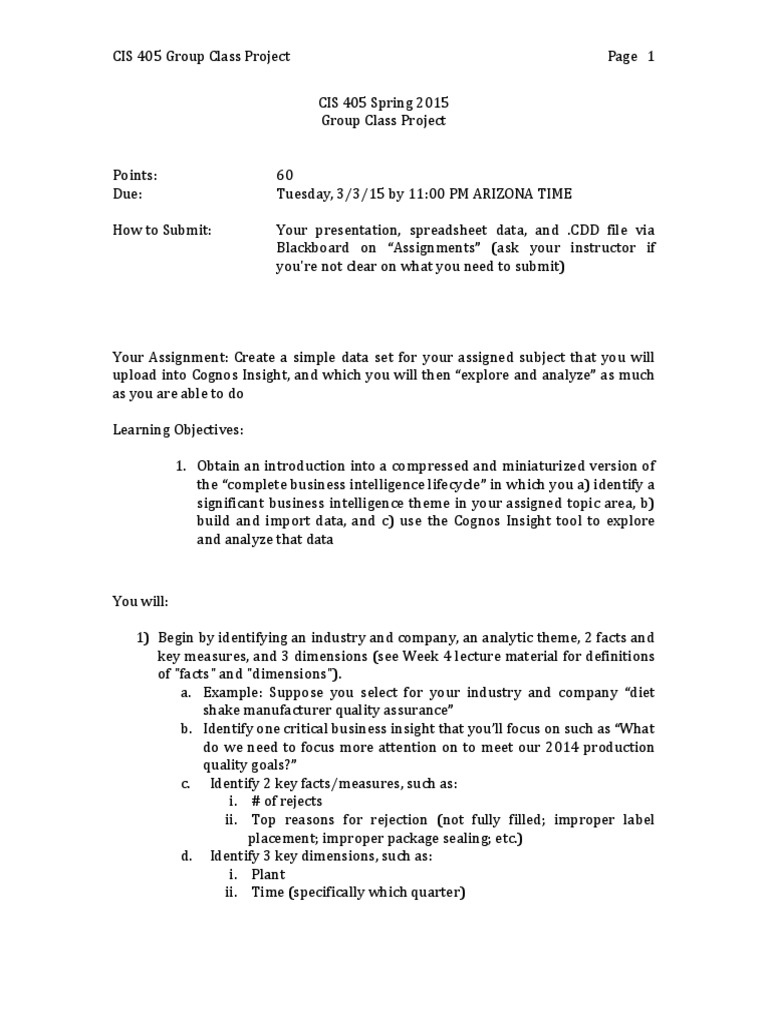 CIS 405 - Group Project | PDF | Comma Separated Values | Business Intelligence