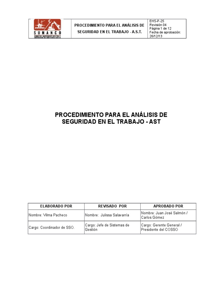 Procedimiento Ast | PDF | Riesgo | La seguridad