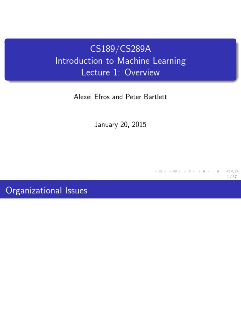 cs189 Lecture 1 | PDF | Machine Learning | Statistical Inference