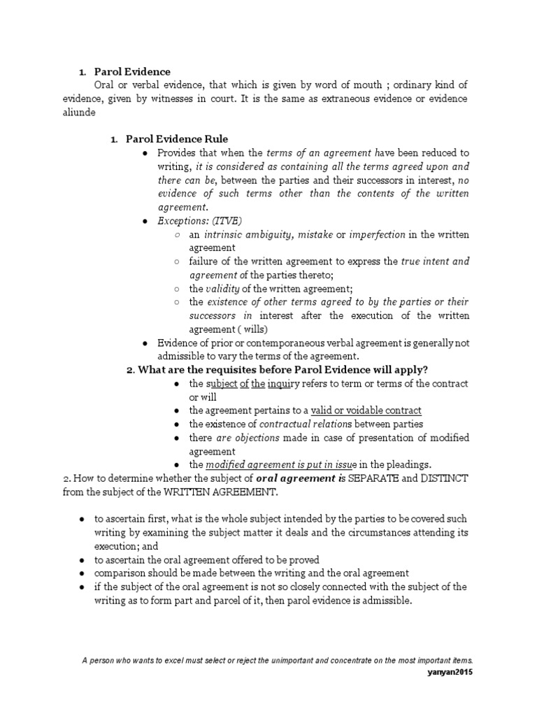 Rule 130 Evidence | PDF | Parol Evidence Rule | Evidence (Law)