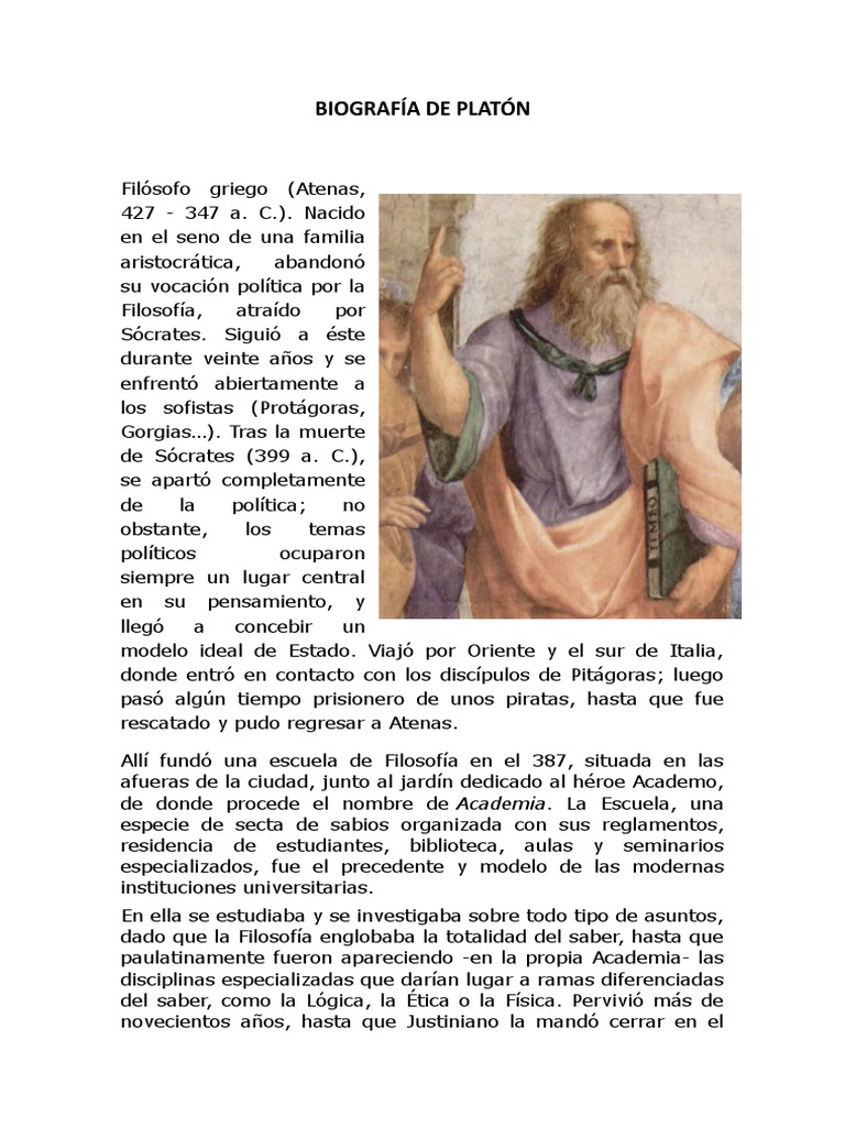 (438079193) Biografía de Platón | PDF | Platón | Sócrates