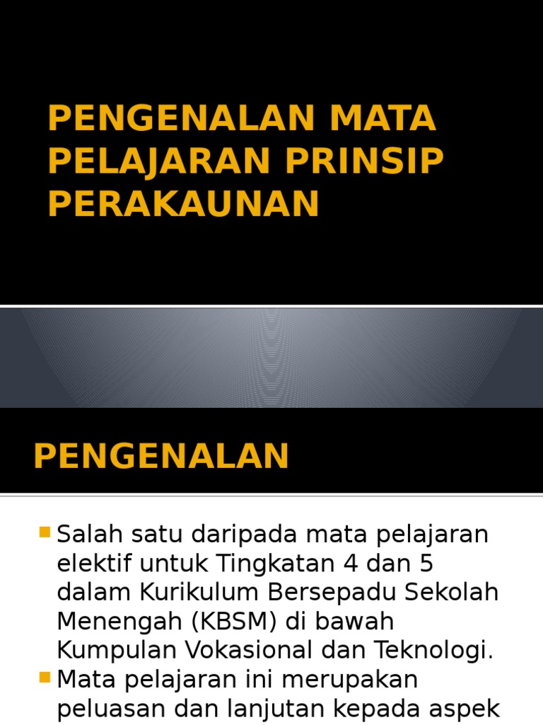 Pengenalan Mata Pelajaran Prinsip Perakaunan | PDF