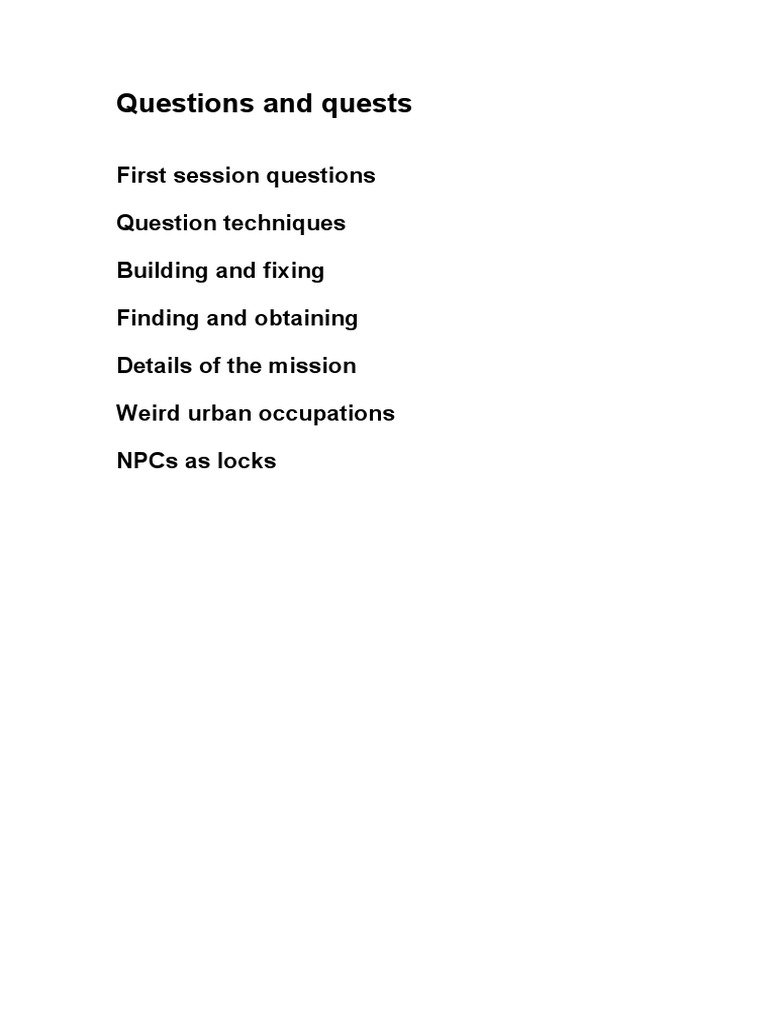 Questions and Quests | PDF