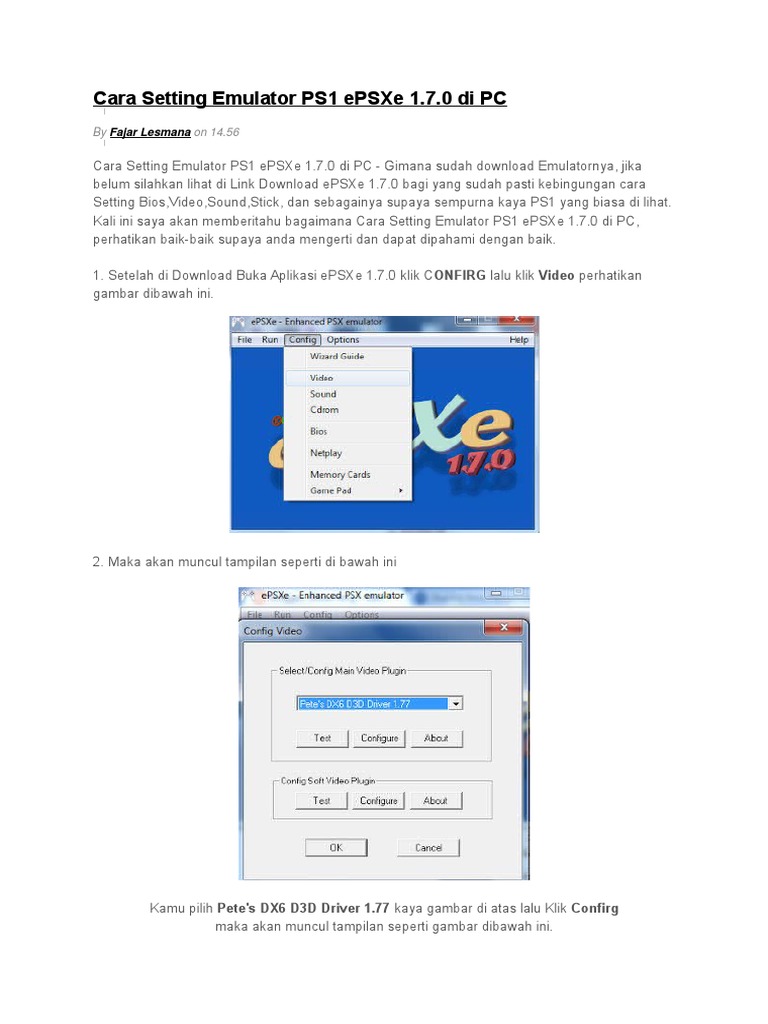 Cara Setting Emulator PS1 EPSXe 1 | PDF