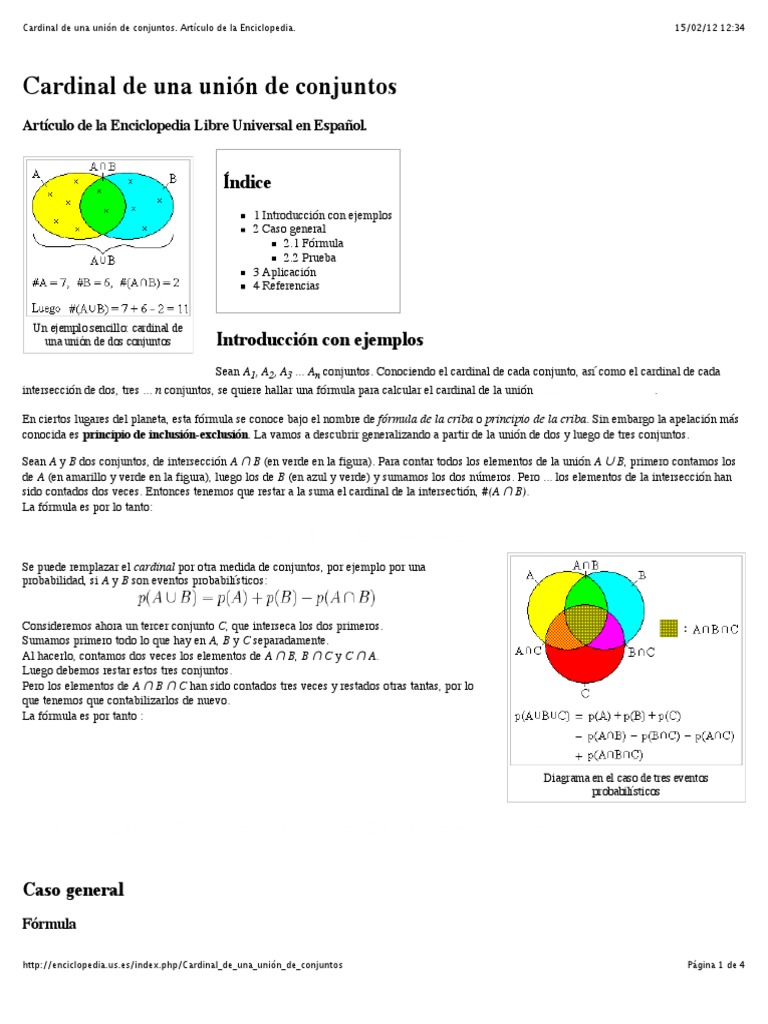 Fórmulas de Cardinalidad en Conjuntos | PDF | Conjunto (Matemáticas ...
