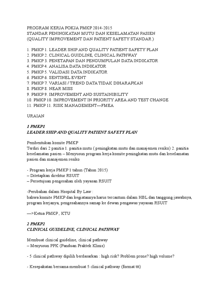 Conoth Program Kerja Pokja PMKP 2014 | PDF