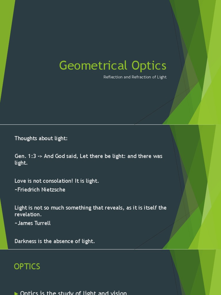 Geometrical Optics PDF | PDF | Reflection (Physics) | Refraction