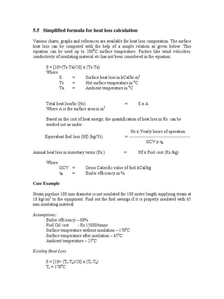 Heat Loss Calculation Simplified Formula | PDF | Refractory | Building ...