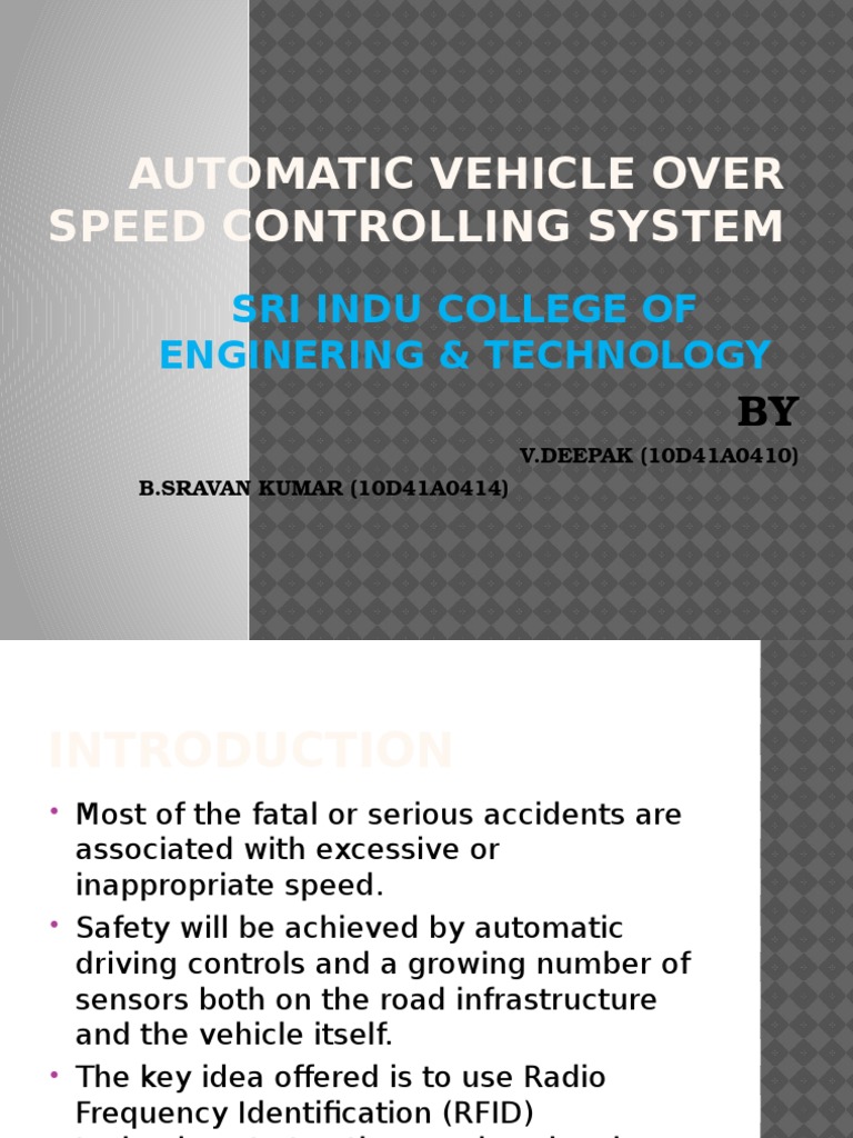 Automatic Over Speed Contolling System-RFID BASED | PDF | Electric Motor | Radio Frequency ...