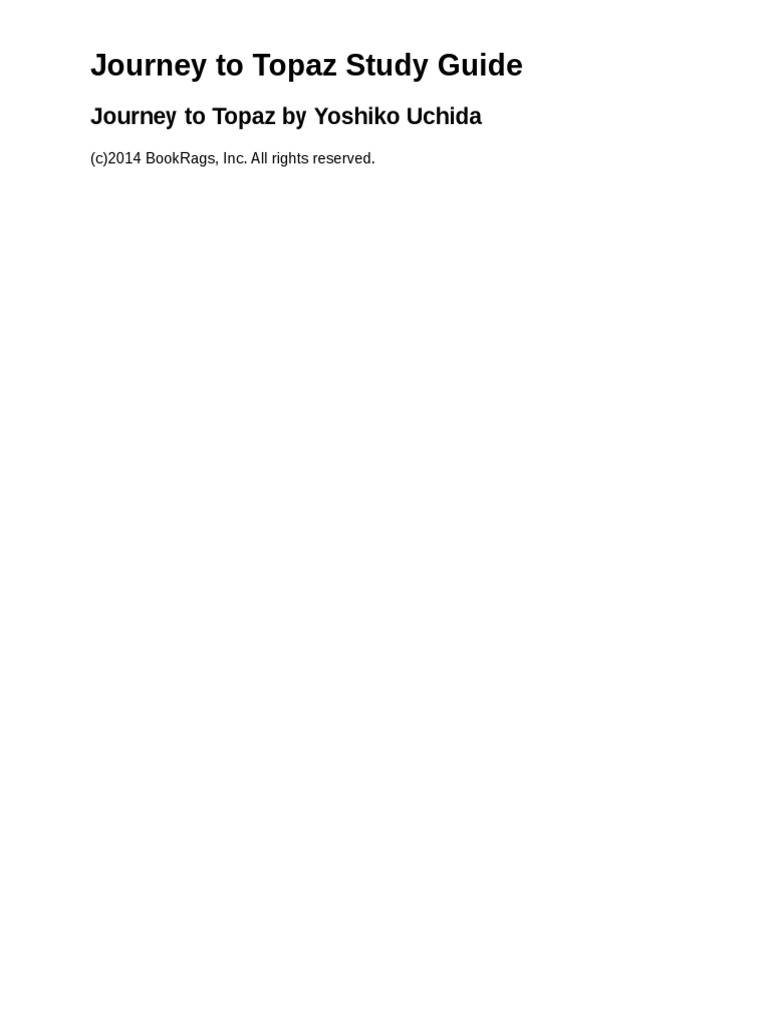 Journey To Topaz Studyguide | PDF | Internment Of Japanese Americans ...