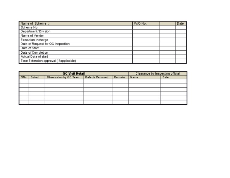 QC Inspection Form Template | PDF