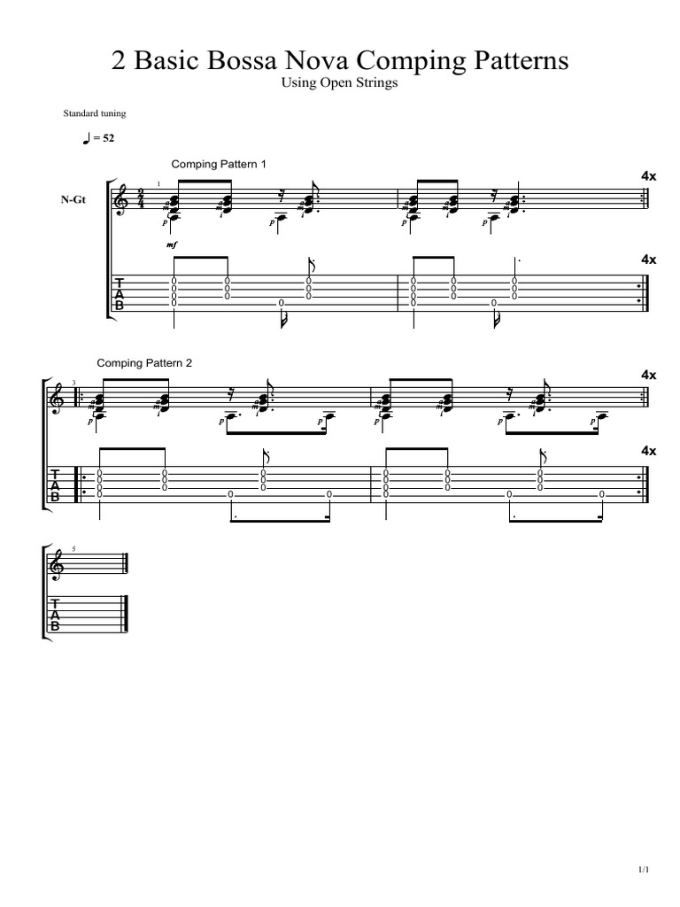 2 Basic Bossa Nova Comping Patterns | PDF | Guitars | Music Production