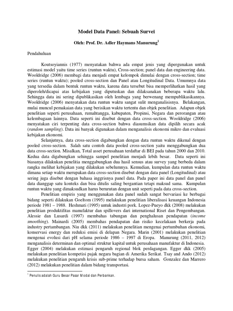 Model Data Panel | PDF | Pengelolaan Keuangan & Uang | Komputer