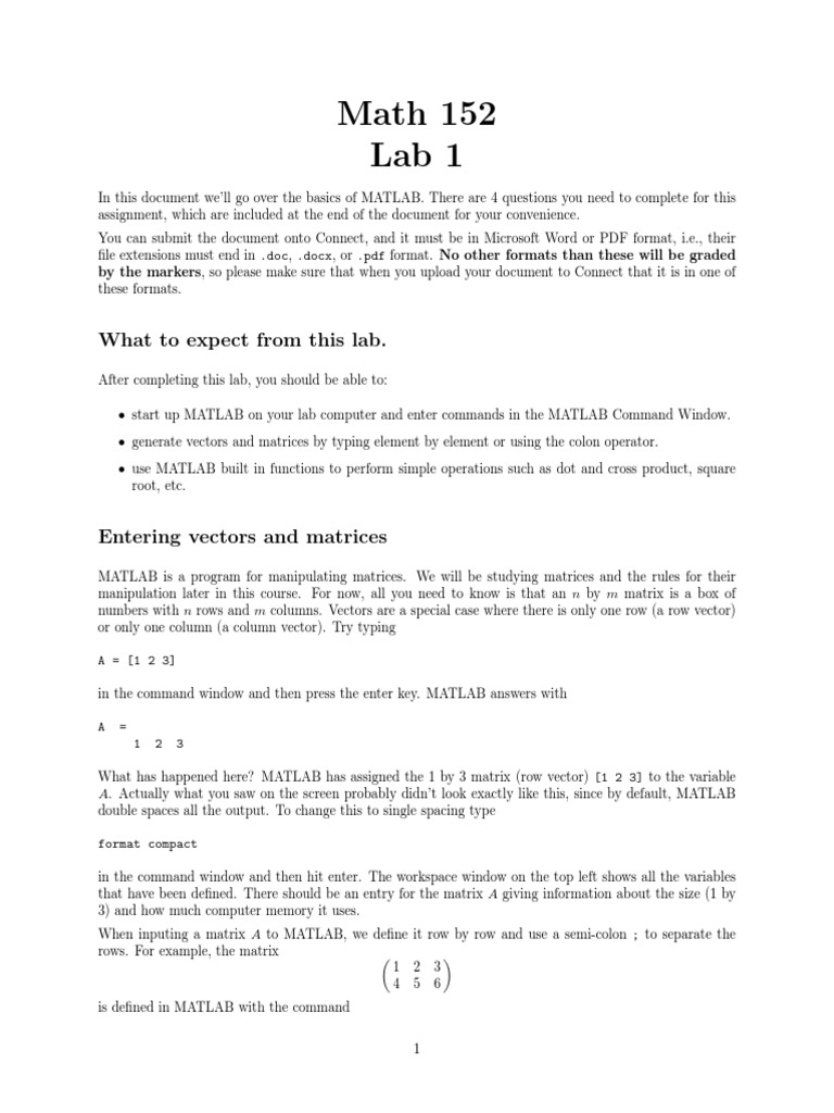 Matlab | PDF | Matrix (Mathematics) | Euclidean Vector