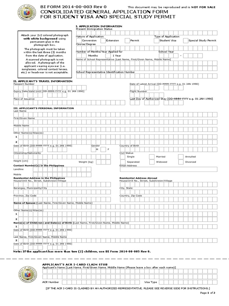 BI Form 2014-00-003 Rev 0 CGAF For Student Visa and Special Study ... BI Form 2014-00-003 Rev 0 CGAF For Student Visa and Special Study ...