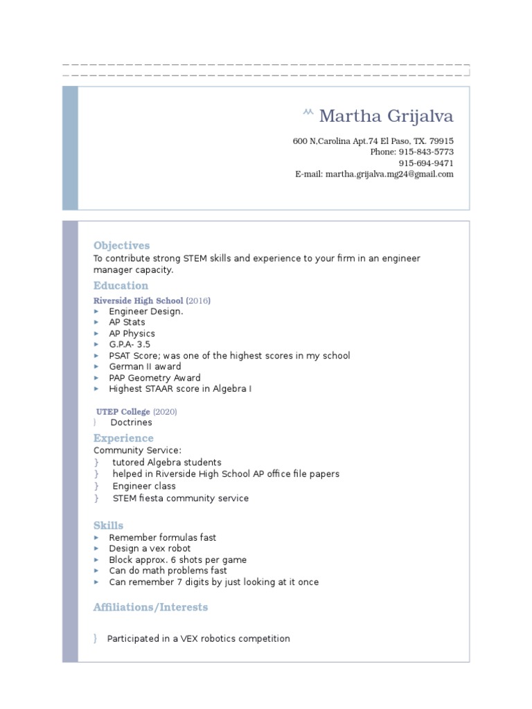 Martha Grijalva's Engineering Resume | PDF