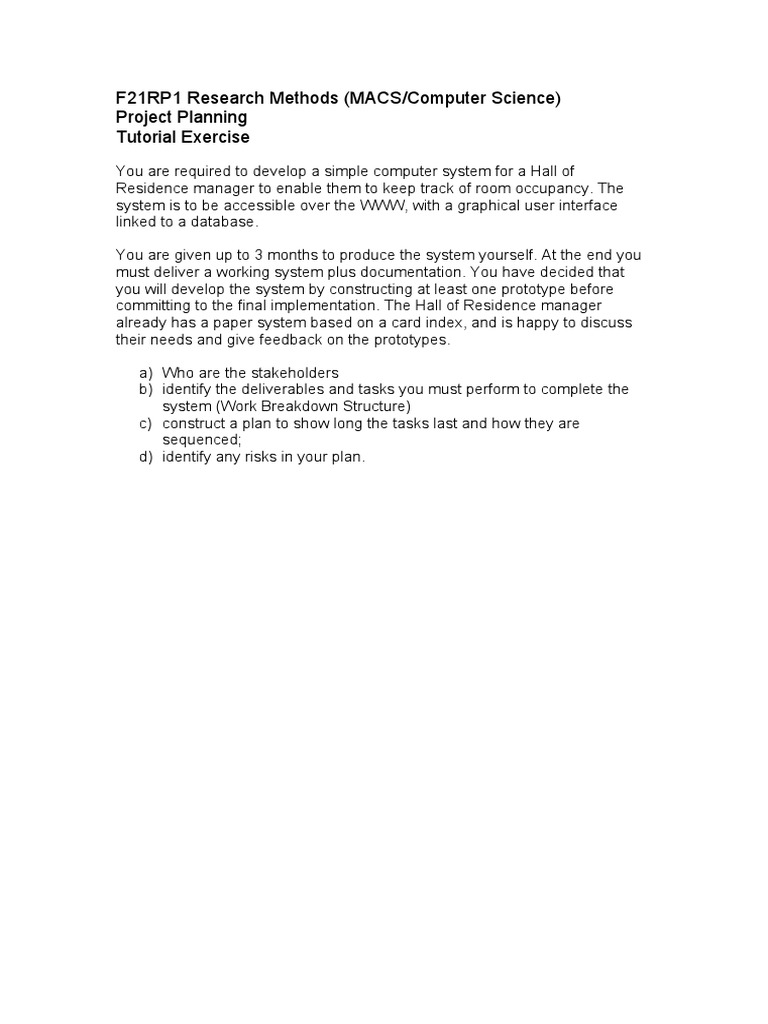 F21RP1 Research Methods (MACS/Computer Science) Project Planning ...