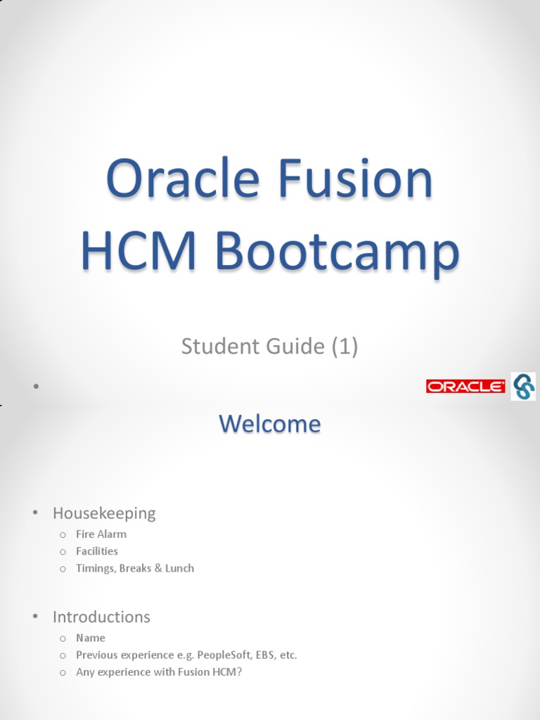 Oracle Fusion HCM Bootcamp Student Guide 1 | PDF