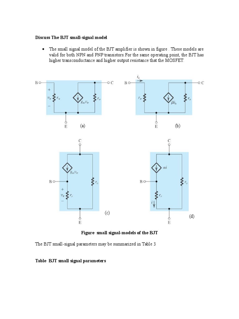 Small and High Frequency Model Signal BJT | Bipolar Junction Transistor ...