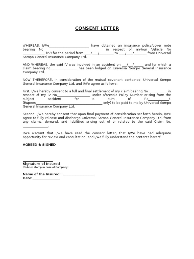 Consent Letter: Agreed & Signed | PDF