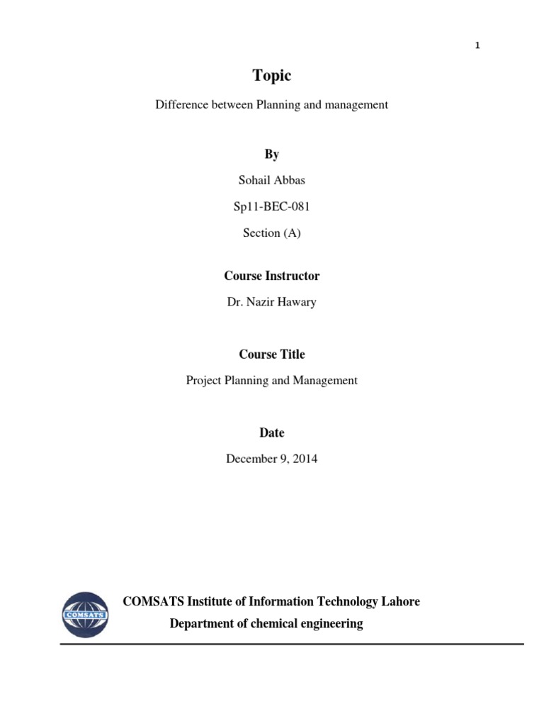 Difference Between Planning and Management | PDF | Planning | Goal
