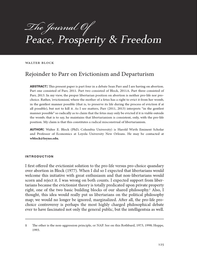 Rejoinder To Parr On Evictionism and Departurism | PDF | Libertarianism | Sociological Theories