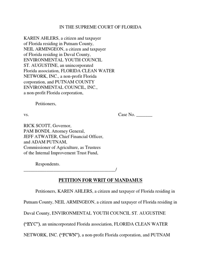 FILED VERSION Petition For Writ of Mandamus With Signature | PDF ...