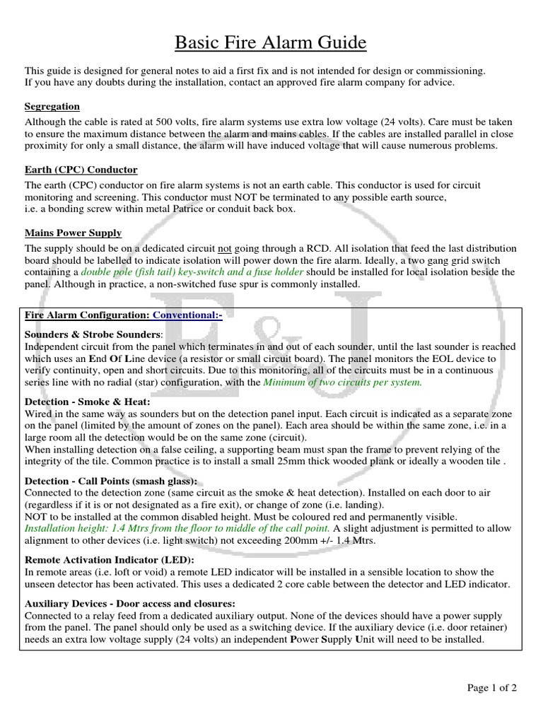 Fire Alarm Installation Basics Guide | PDF | Power Supply | Switch