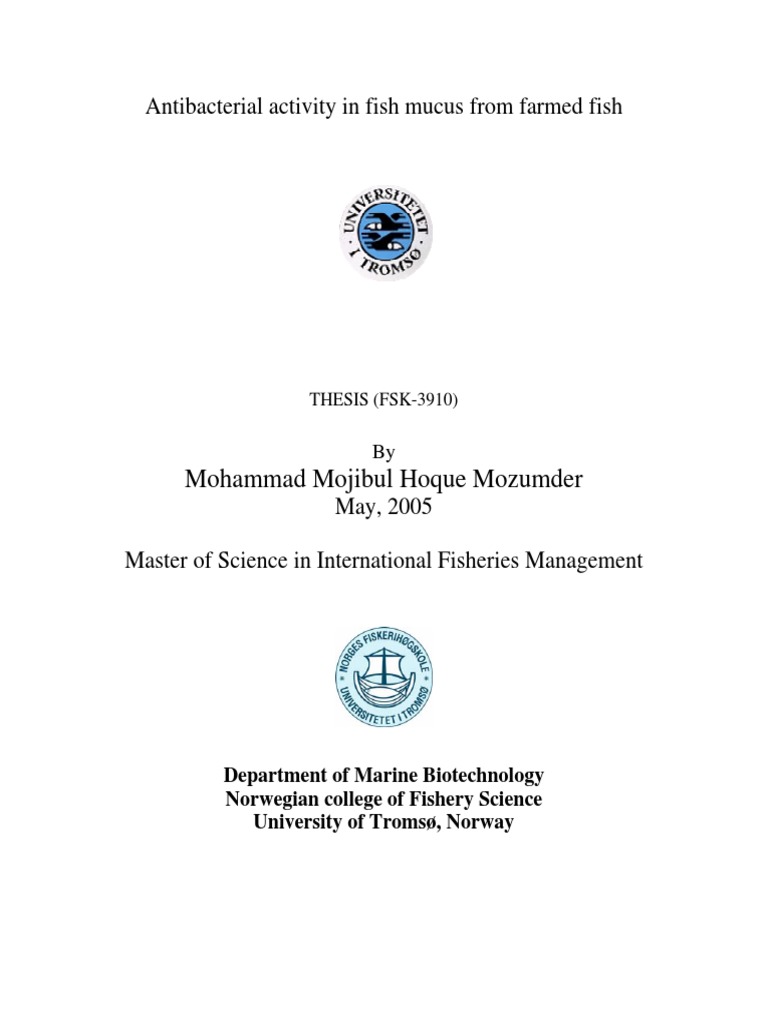 ThesisAntibacterial activity in fish mucus from farmed fish THESIS (FSK ...