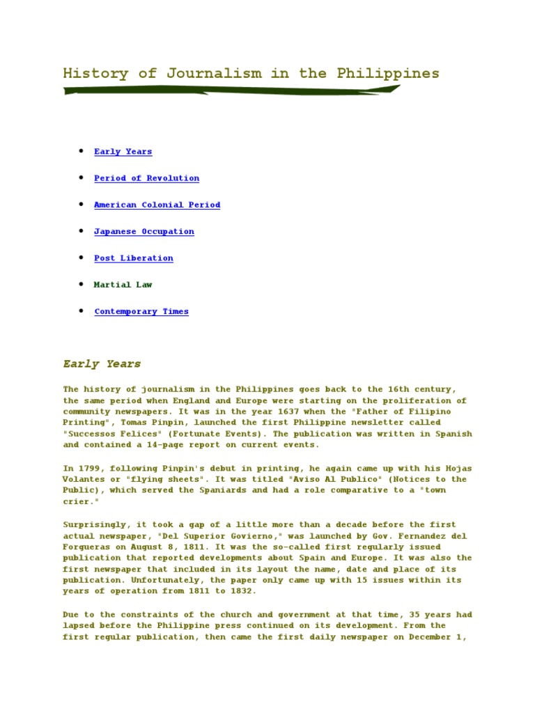 Philippine Journalism Through the Ages | PDF | Philippines | Newspaper ...