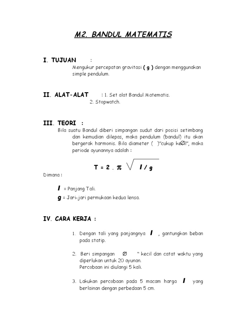 Modulus Puntir N Bandul Matematis | PDF | Metode & Bahan Ajar