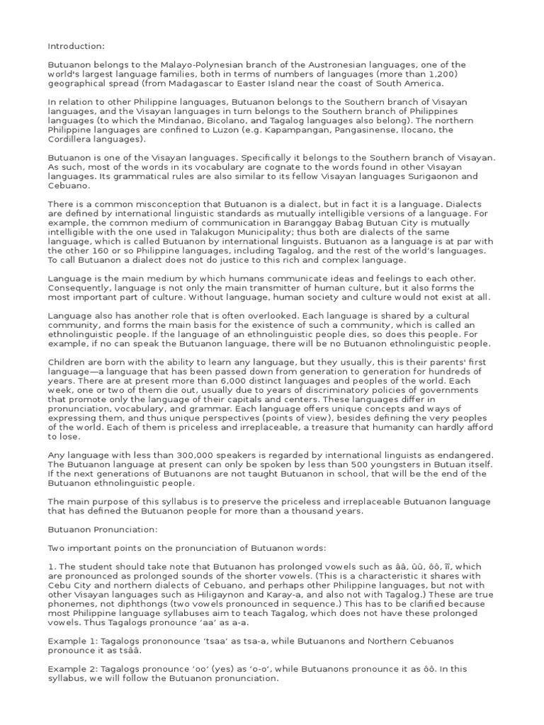 Lesson 1 - Butuanon Dialect | PDF | Tagalog Language | Symbols