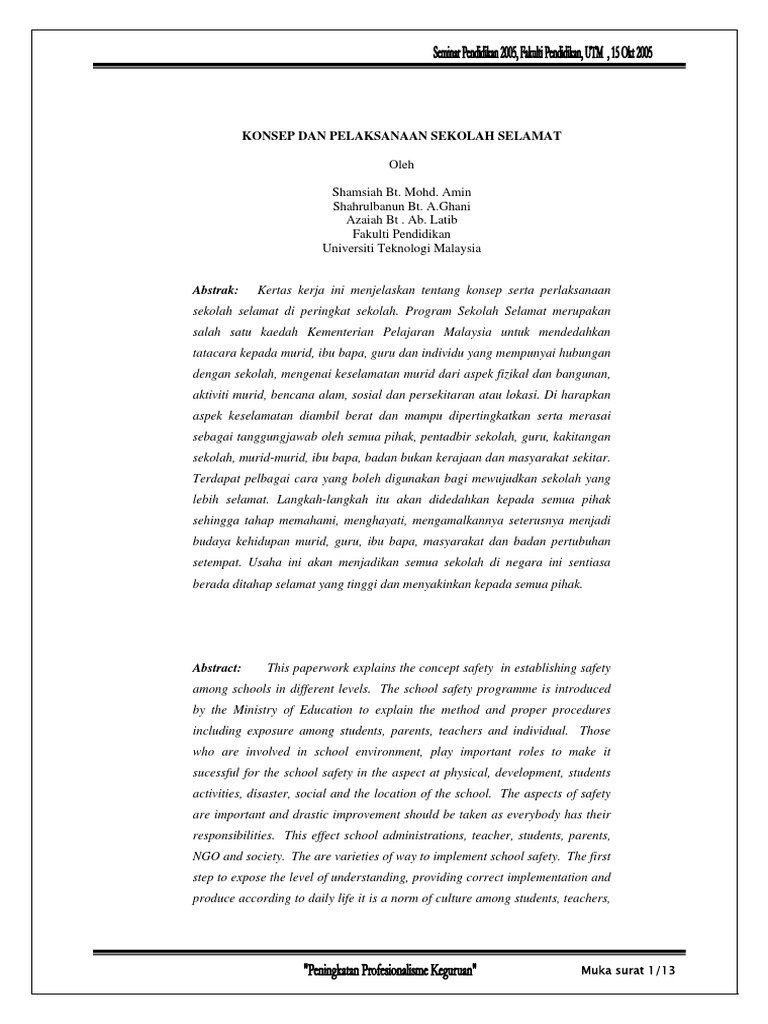 Buku Konsep Dan Manual Sekolah Selamat | PDF