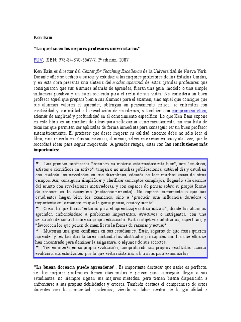 Ken Bain | PDF | Relaciones personales, crianza y desarrollo personal ...