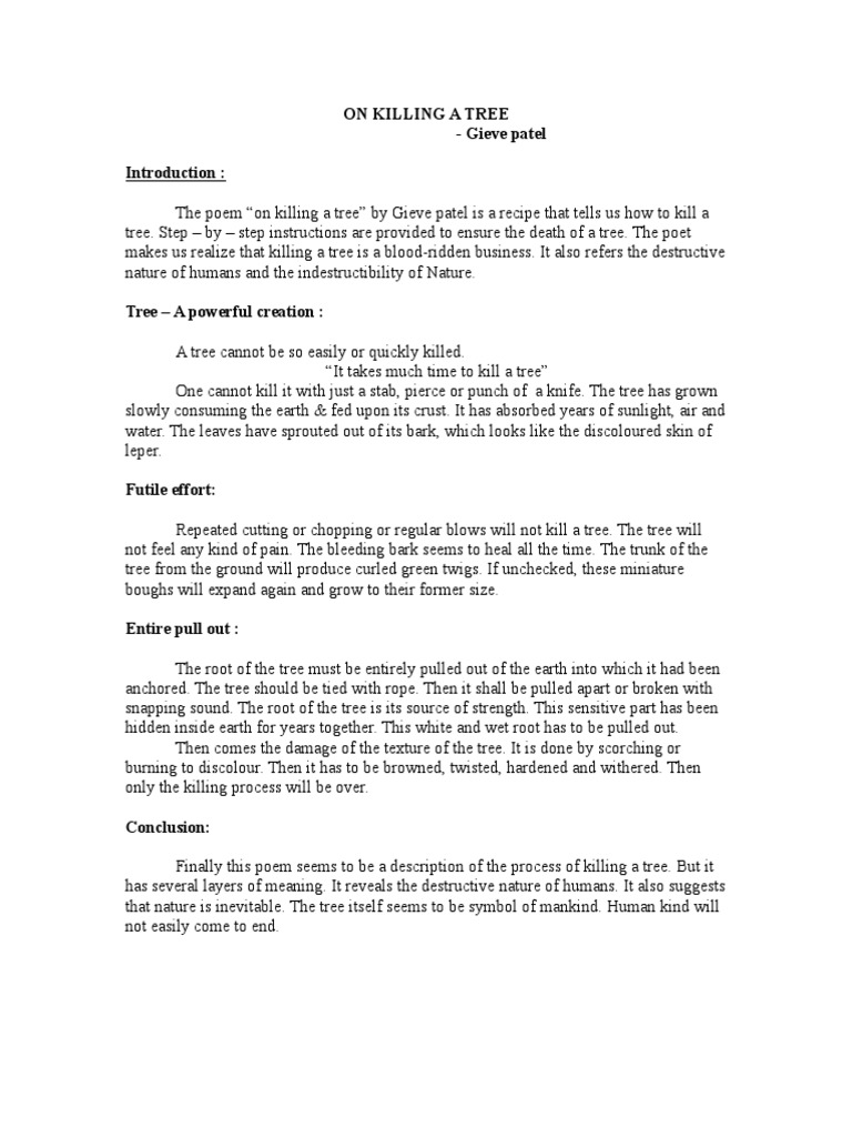 On Killing A Tree | PDF