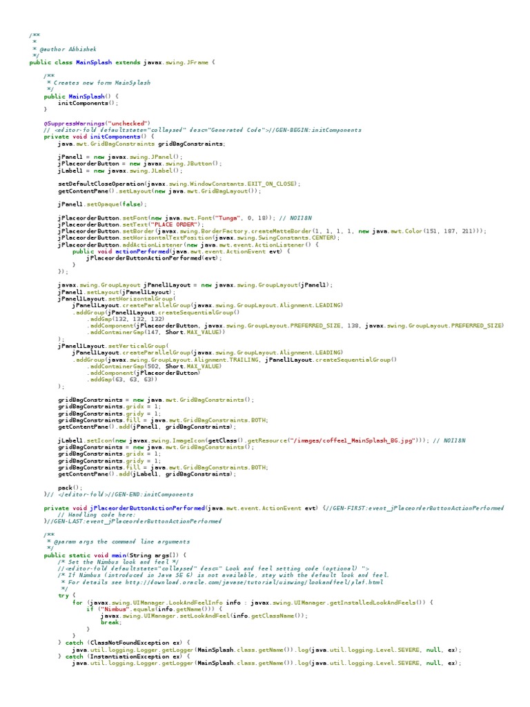 Netbeans Java Jframe Code | PDF | Models Of Computation | Software ...