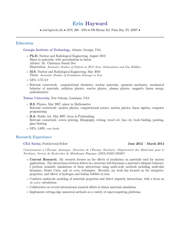 2014 17nov CV | PDF | Nuclear Physics | Molecular Dynamics