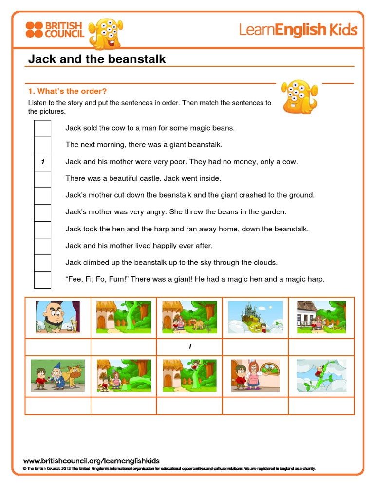 Stories Jack and The Beanstalk Worksheet Final 2012-11-01 | PDF