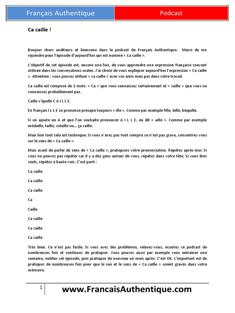 Expression Française : Ça Caille ! | PDF | Langue française