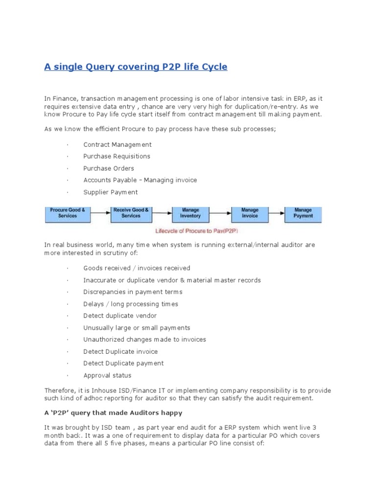 A Single Query Covering P2P Life Cycle | PDF | Accounts Payable ...
