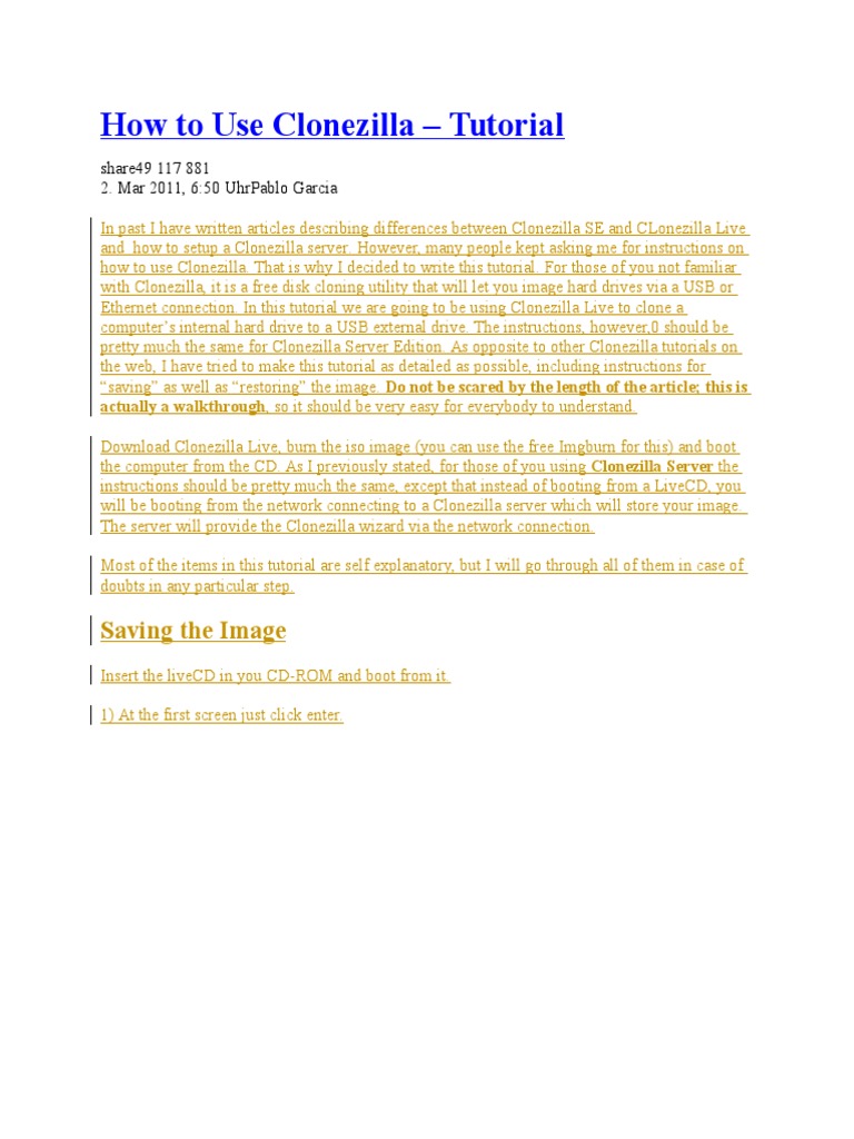 How To Use Clonezilla | Download Free PDF | Usb Flash Drive | Ip Address