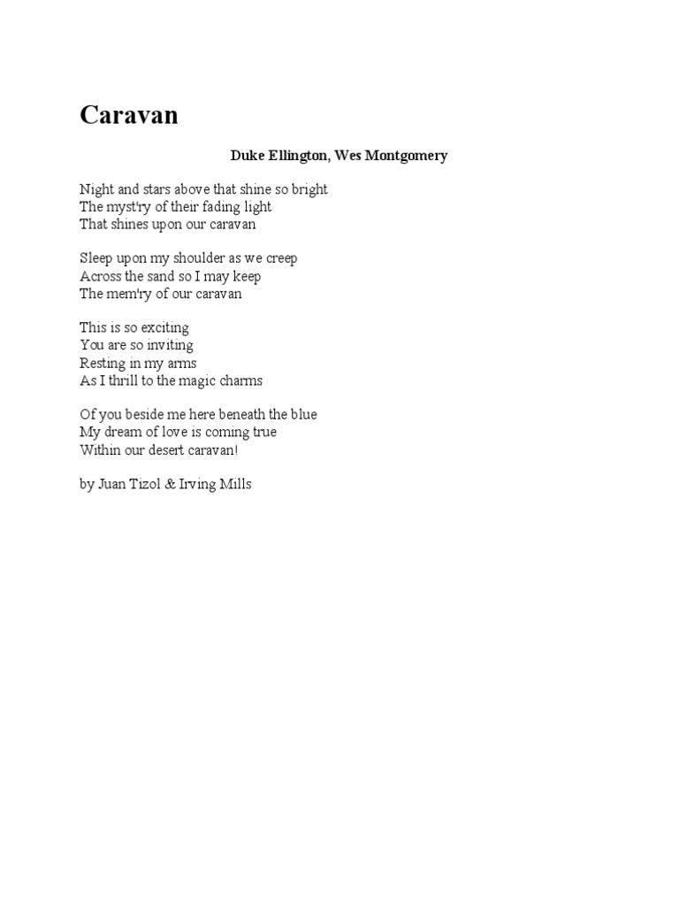 Caravan Lyrics and Meaning | PDF | Poetry