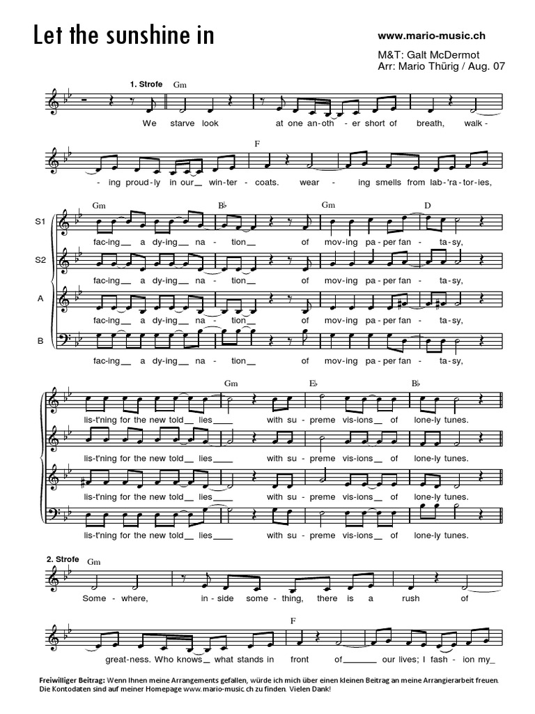 Let The Sunshine in - Hair | PDF | Leisure