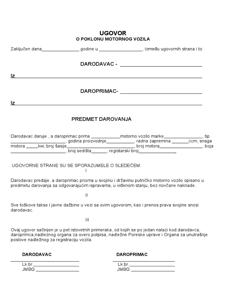 Ugovor o Poklonu | PDF