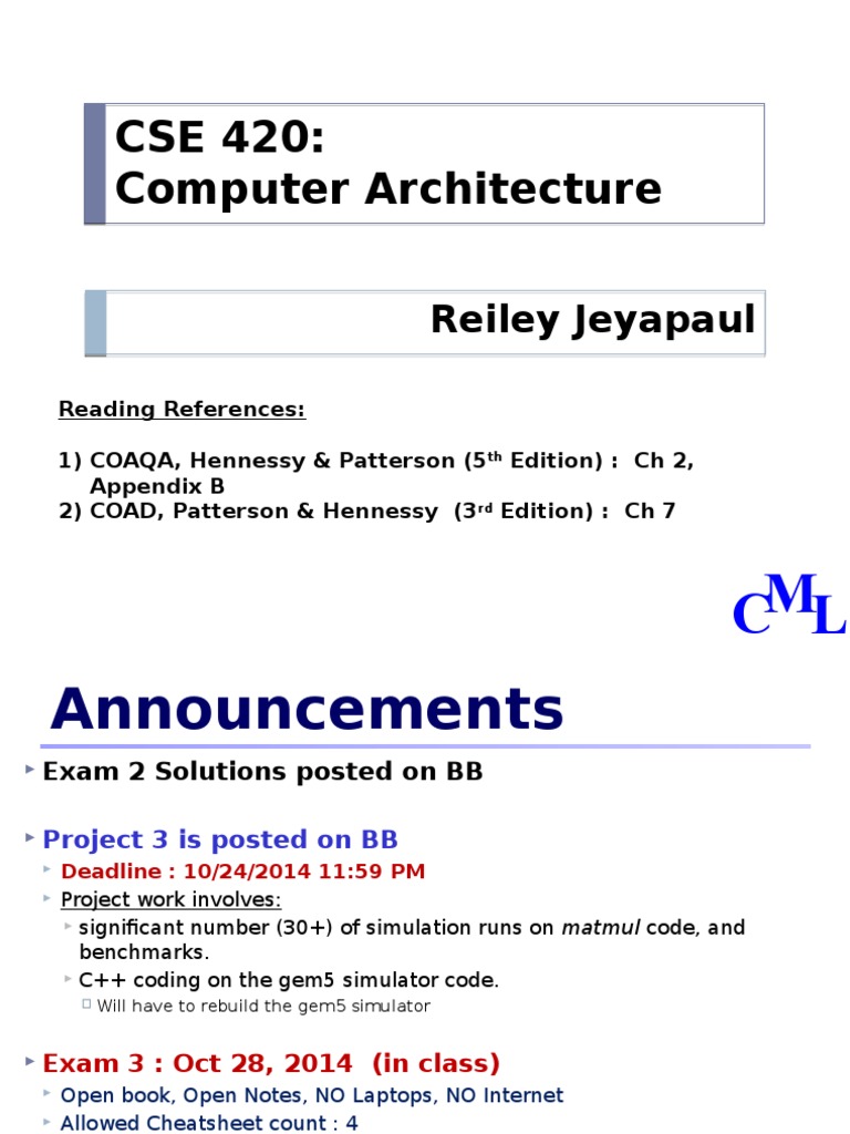 CSE 420 - Computer Architecture I Lecture 9 Memories | PDF | Dynamic ...