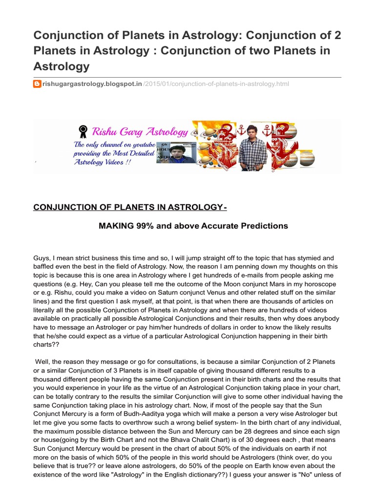 Conjunction of Planets in Astrology:Conjunction of 2 Planets in ...
